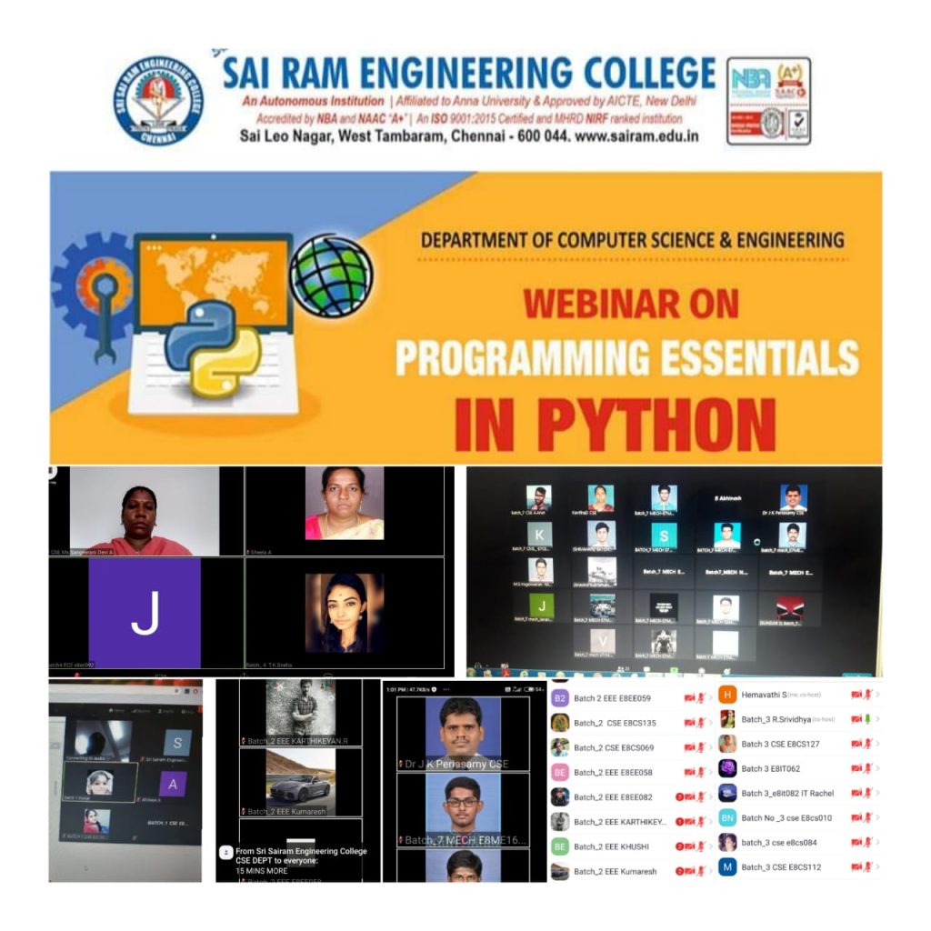 Department of Computer Science and Engineering organized a webinar on ” Programming Essentials ...