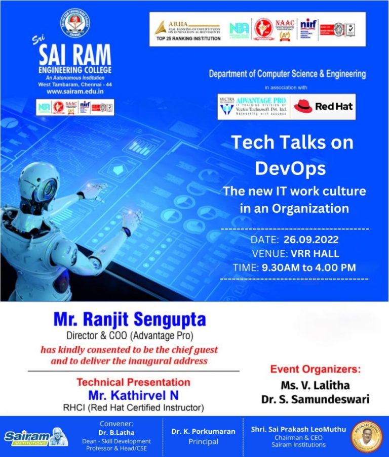 The Department of CSE is conducting a workshop on “DevOps, The IT workshop culture in an ...